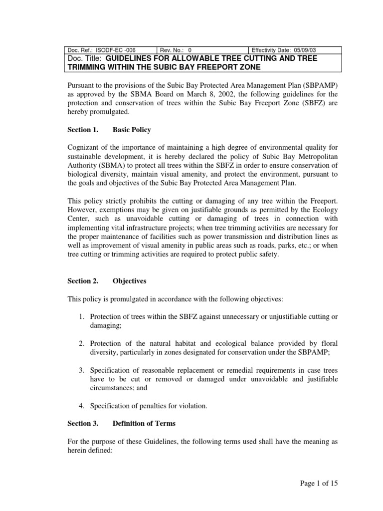 Sbma Tree Cutting Guidelines | PDF | Trees | Habitat Sbma Tree Cutting Guidelines | PDF | Trees | Habitat