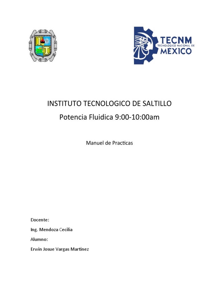 Manual de prácticas de potencia fluida realizadas en el Instituto Tecnológico de Saltillo | PDF ...