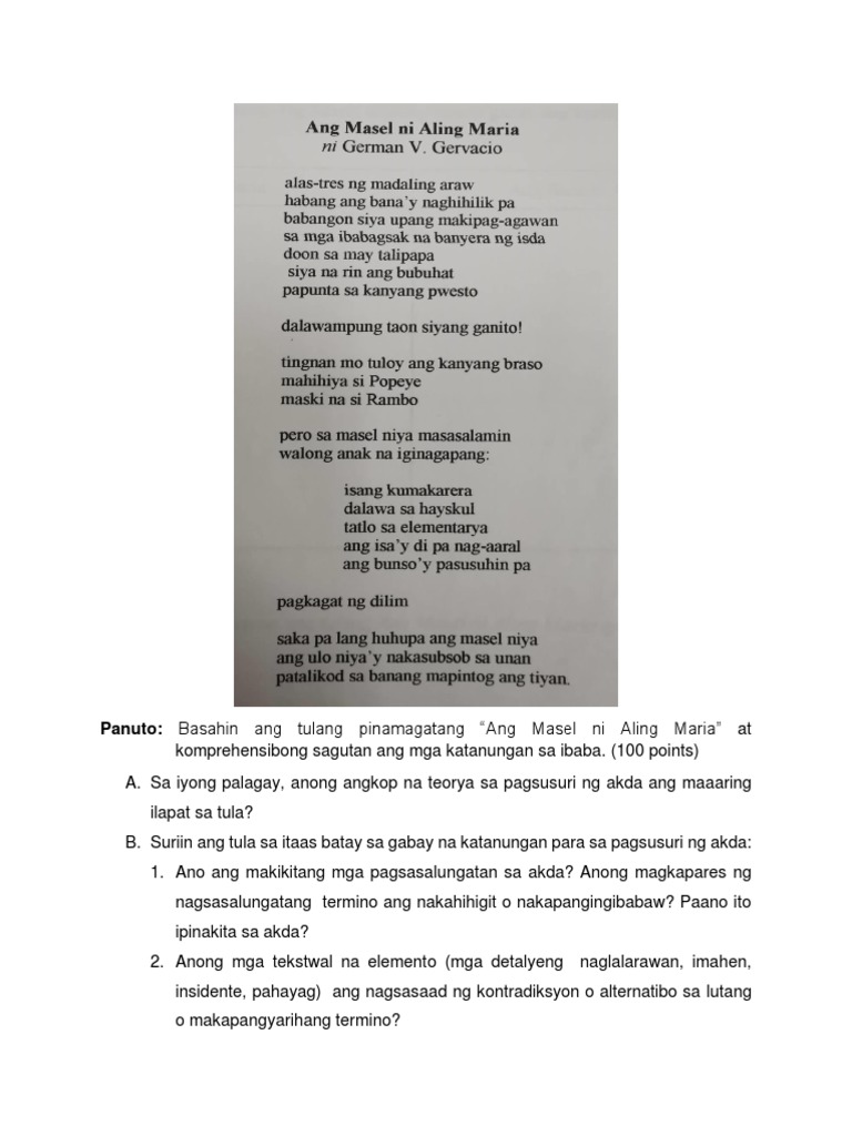 Ang Masel Ni Aling Maria | PDF