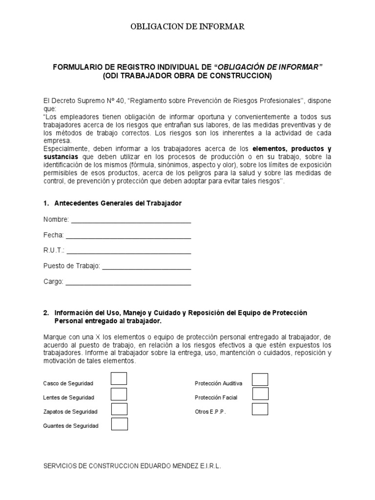 Odi General | PDF | Seguridad y salud ocupacional | La seguridad