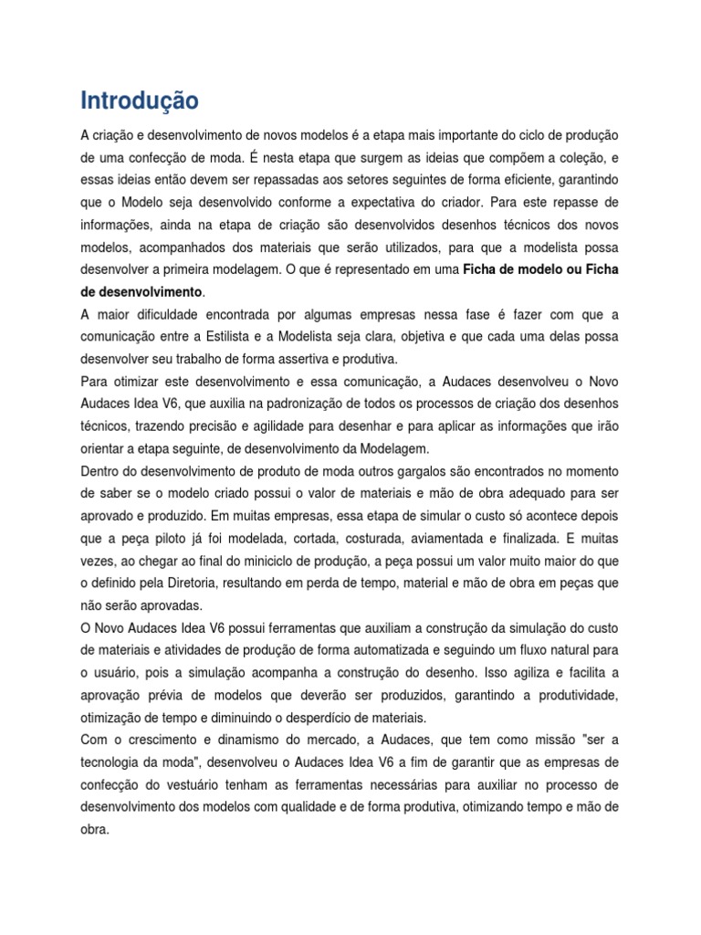 Audaces Idea V6: Otimização na Moda | PDF | Sistema de coordenada ...