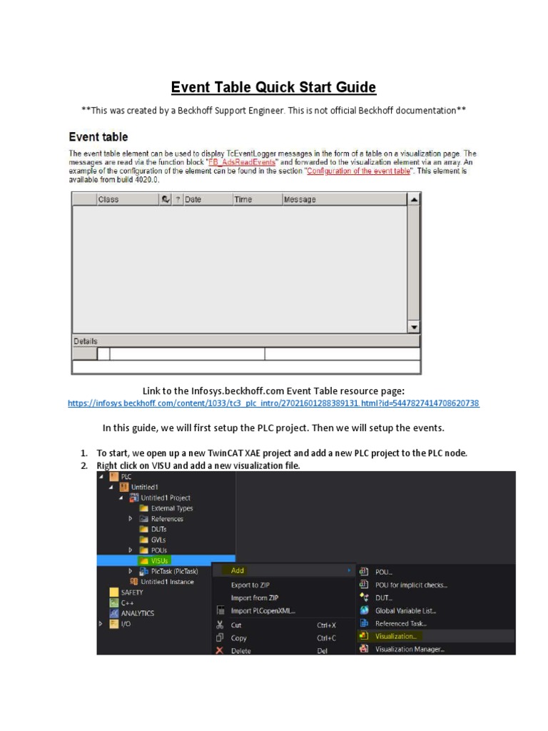 Event Table Quick Start Guide | PDF | Computer File | Boolean Data Type