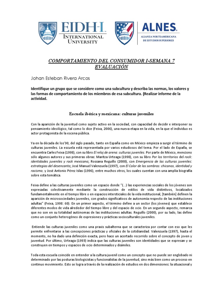 Deber Johan Rivera - Comportamiento Del Consumidor - Semana 7 - EVALUACIÓN | PDF | México