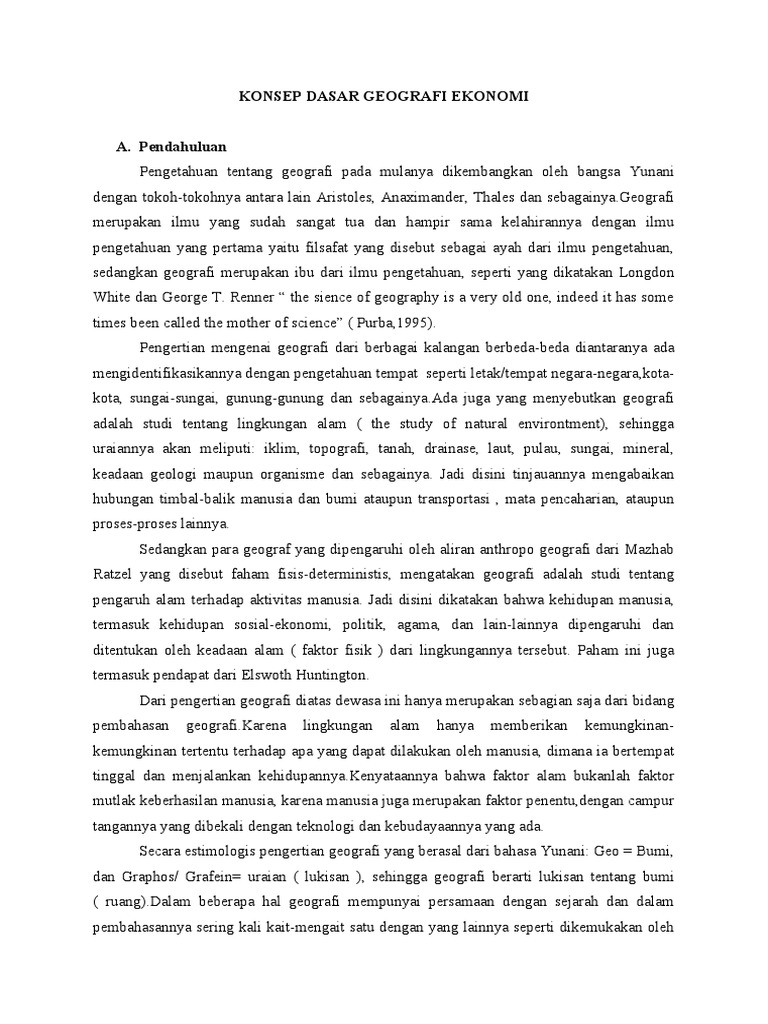 Konsep Dasar Geografi Ekonomi | PDF