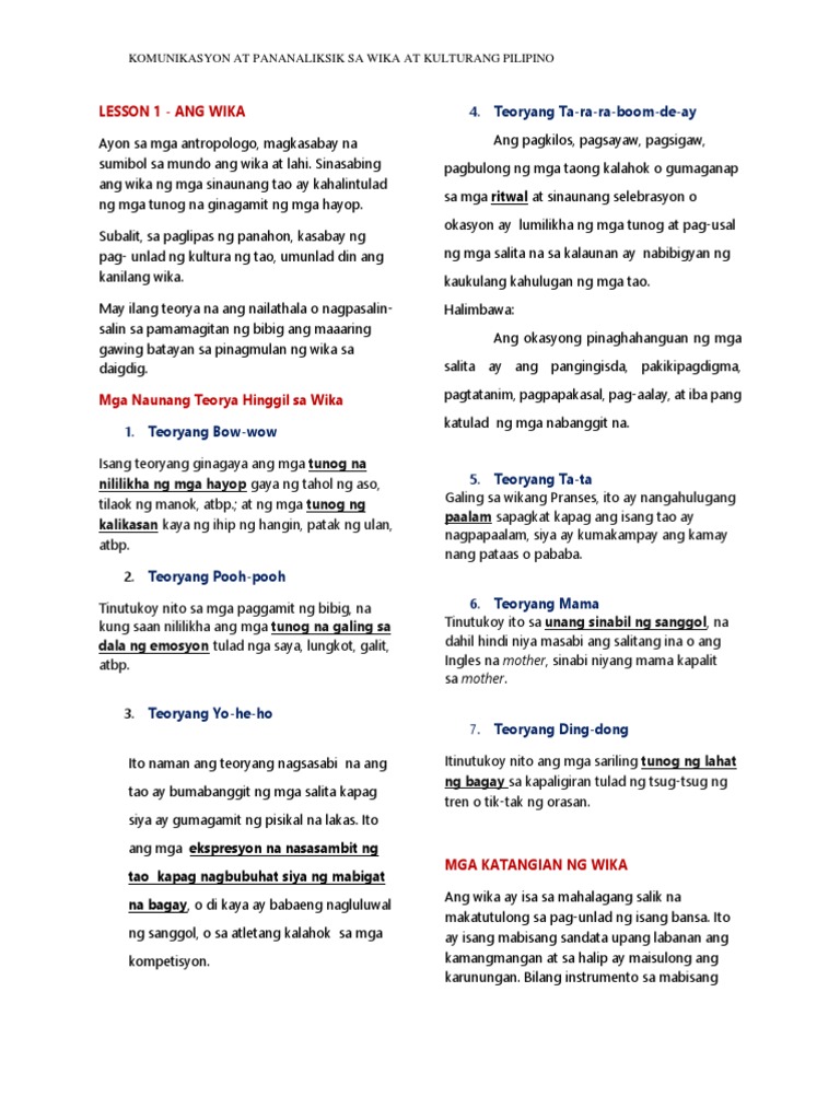 LESSON 1 & 2 (Review Handouts) | PDF