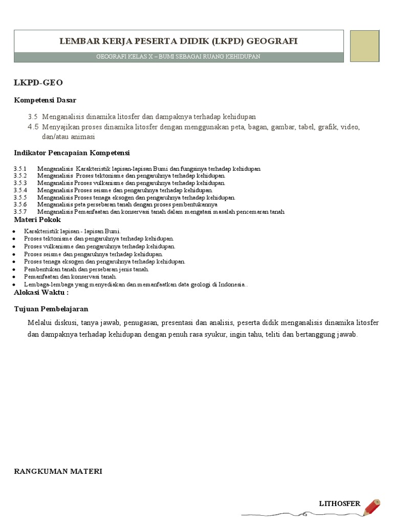 LKPD Litosfer TA 21.22 Edit | PDF
