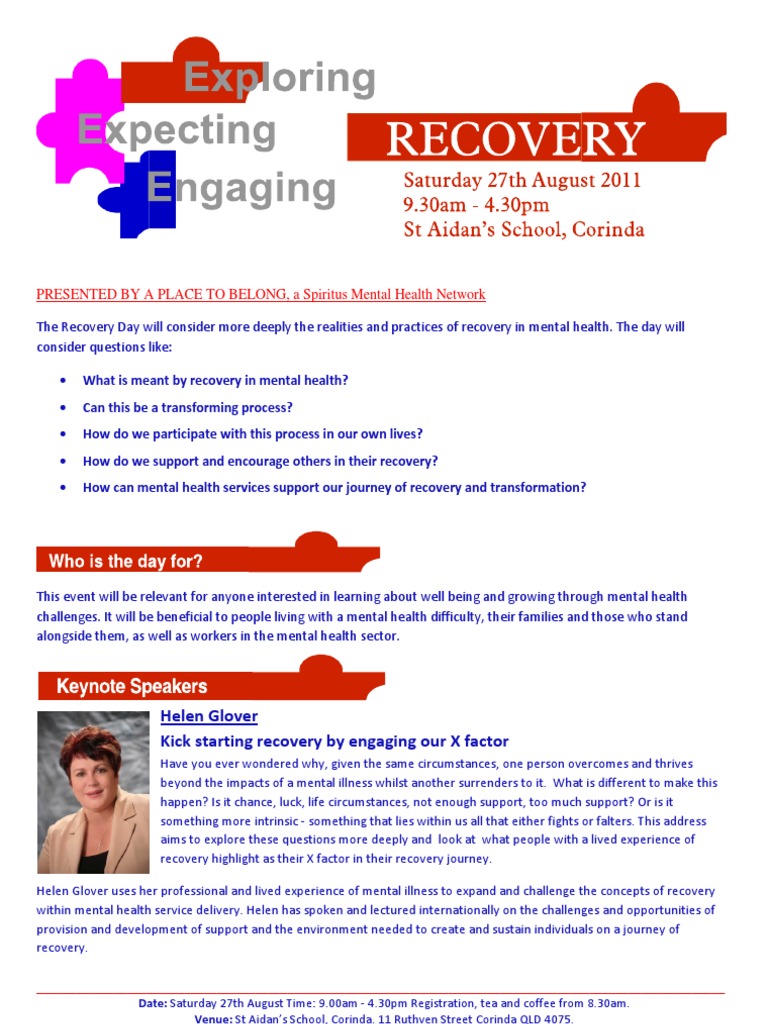 Mental Health Recovery Day Event Details | PDF | Recovery Approach ...
