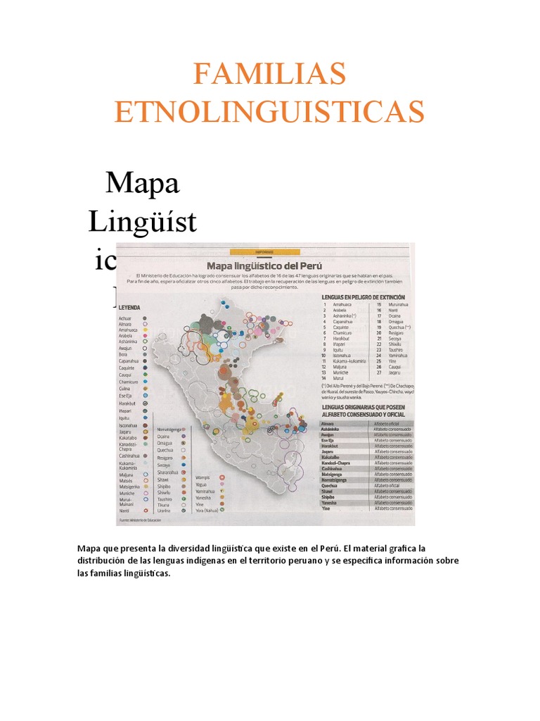 Mapa Que Presenta La Diversidad Lingüística Que Existe en El Perú | PDF ...