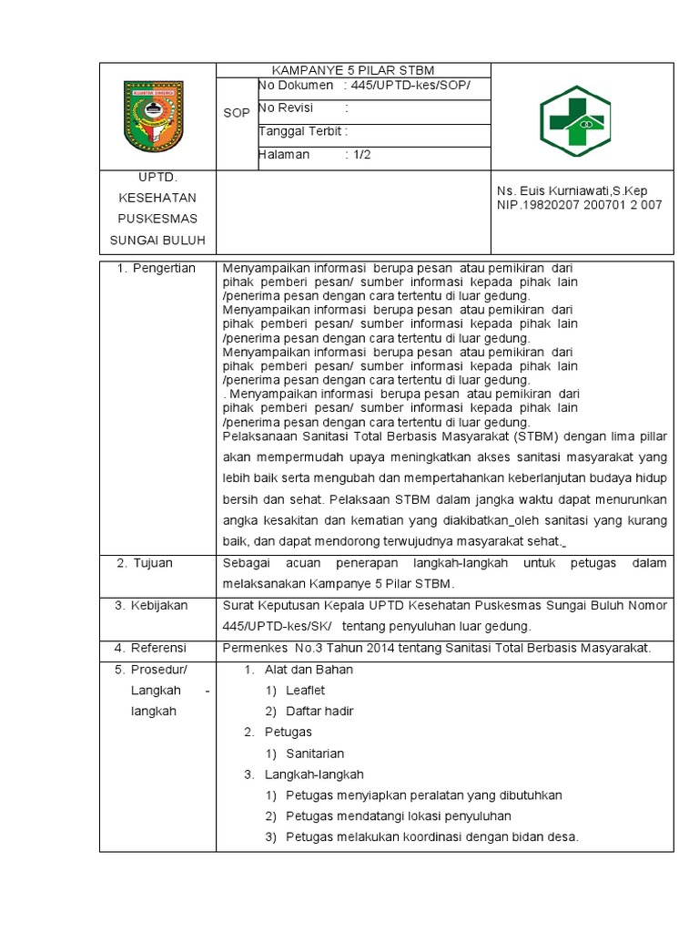 SOP Kampanye 5 Pilar STBM | PDF