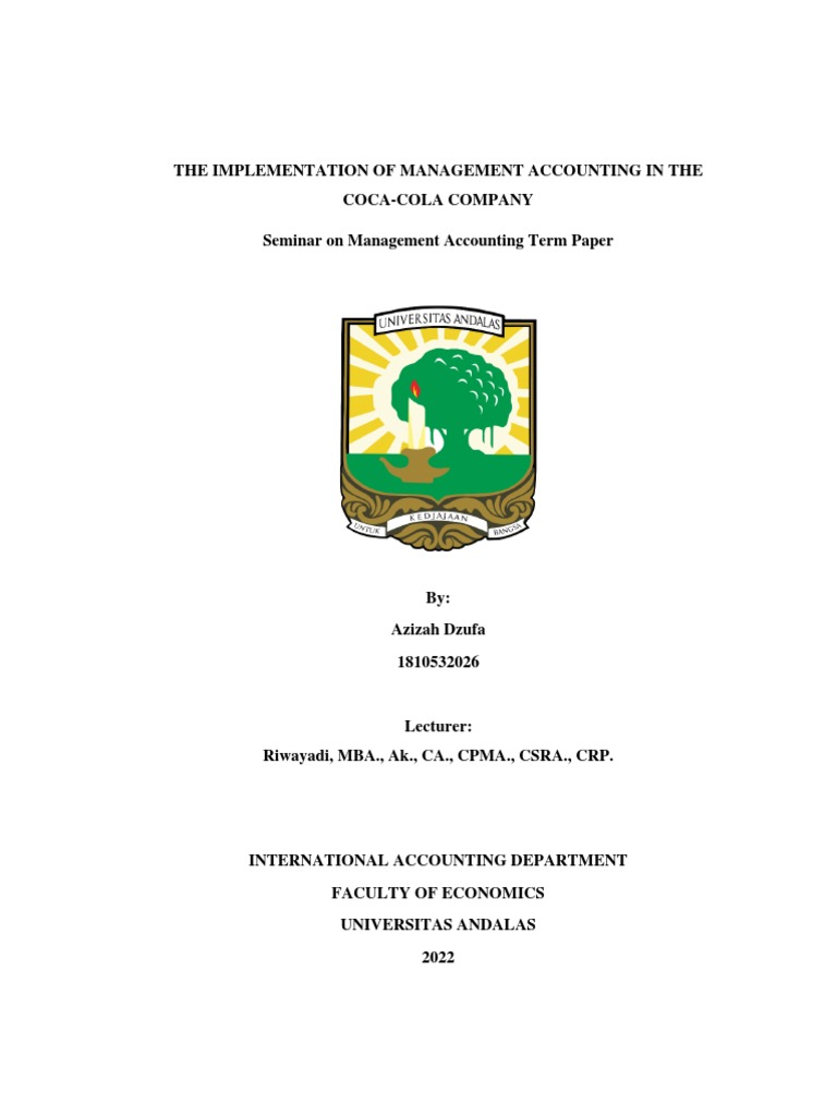 Coca-Cola's Management Accounting Practices | PDF | Lean Manufacturing ...
