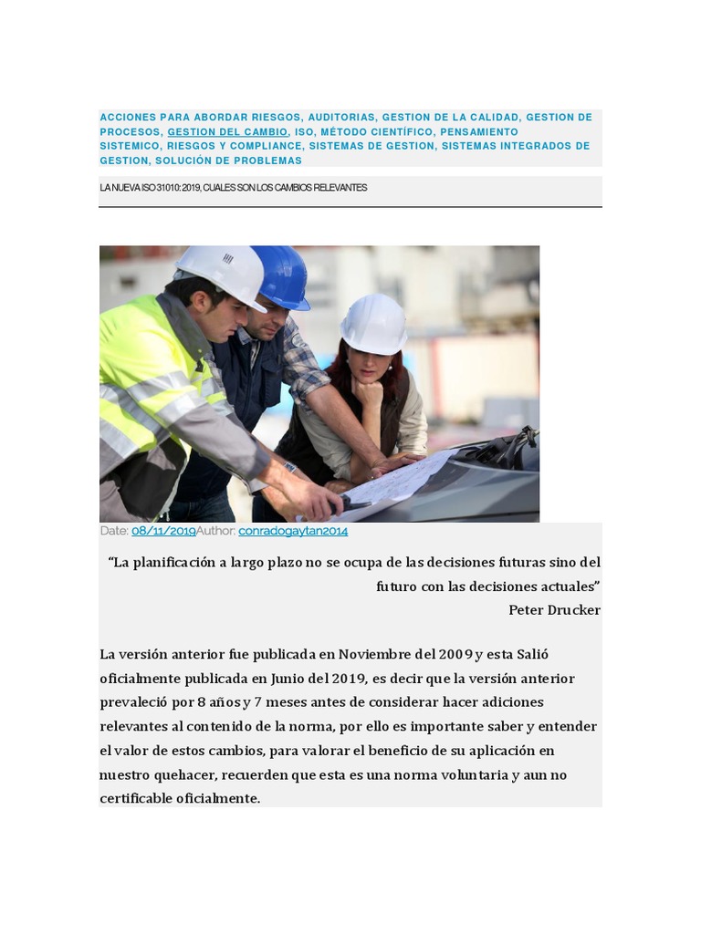 Cambios Clave en ISO 31010:2019 | PDF | Evaluación | Organización ...
