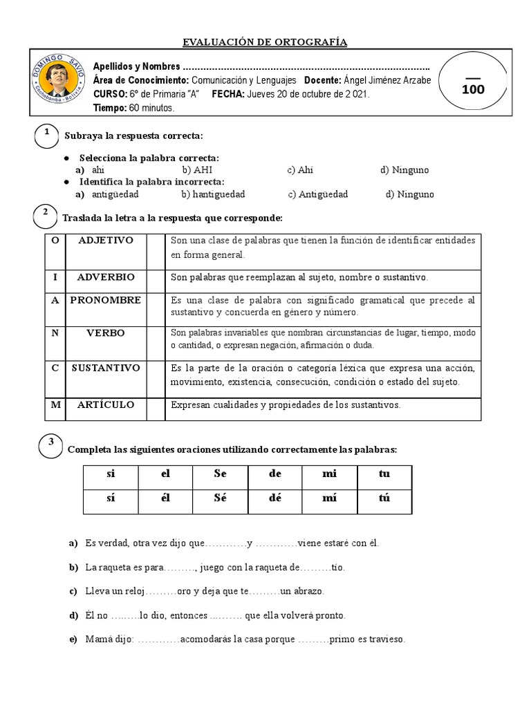 Evaluación de ortografía y gramática: análisis de las habilidades ...