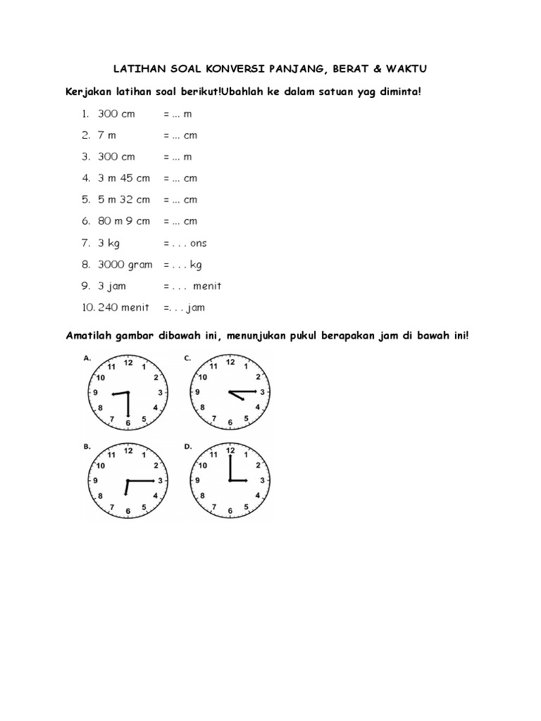 Latihan Soal Konversi Panjang | PDF
