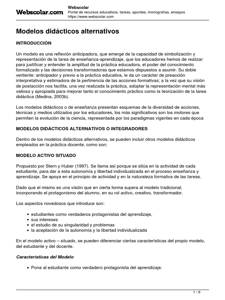 MODELOS DIDÁCTICOS ALTERNATIVOS | PDF | Método de enseñanza | Aprendizaje