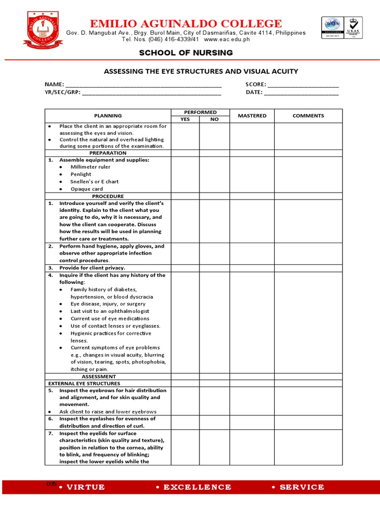 Eye Assessment Guide for Nursing Students | PDF | Human Eye | Eye