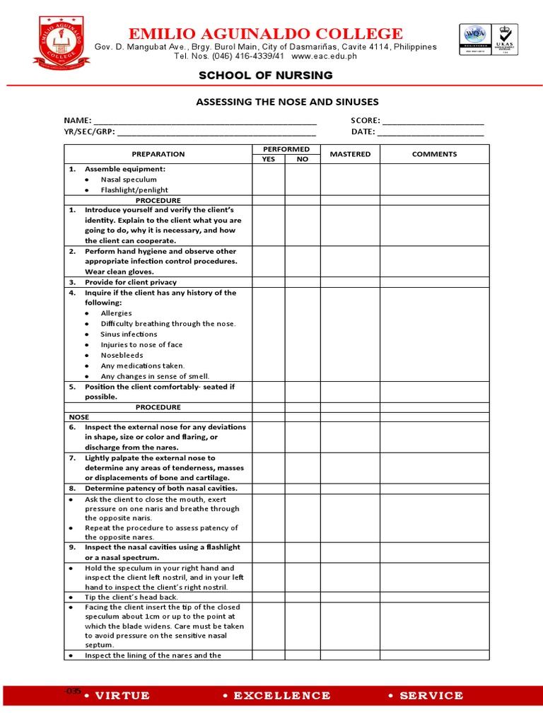 Assessing The Nose And Sinuses Pdf Human Nose Facial Features