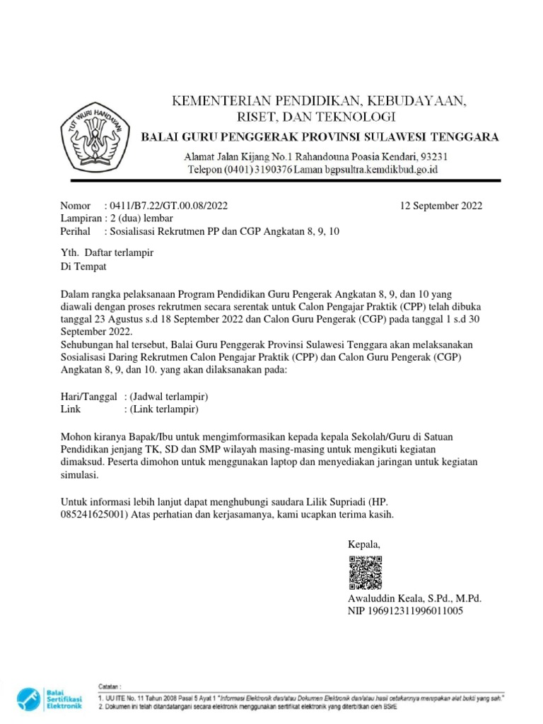 SOSIALISASI REKRUTMEN PP DAN CGP | PDF