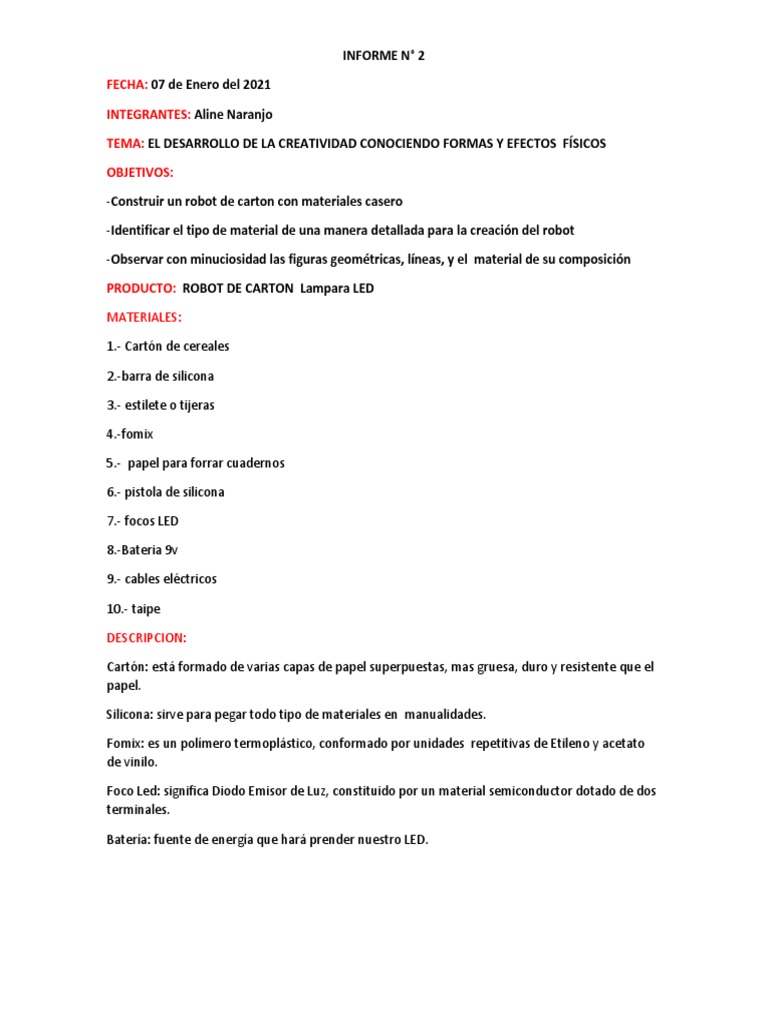 Informe 4 Proyecto Robot | PDF