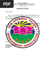 Barangay Certification of Land Ownership | PDF