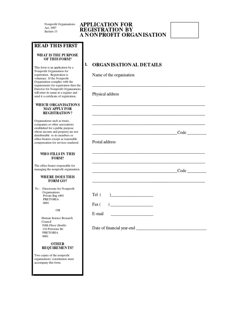 Npo Application Form | PDF | Nonprofit Organization | Virtue