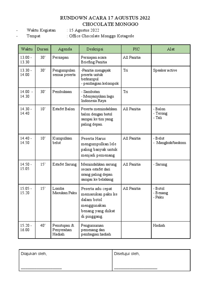 Rundown Acara 17 Agustus 2022 | PDF