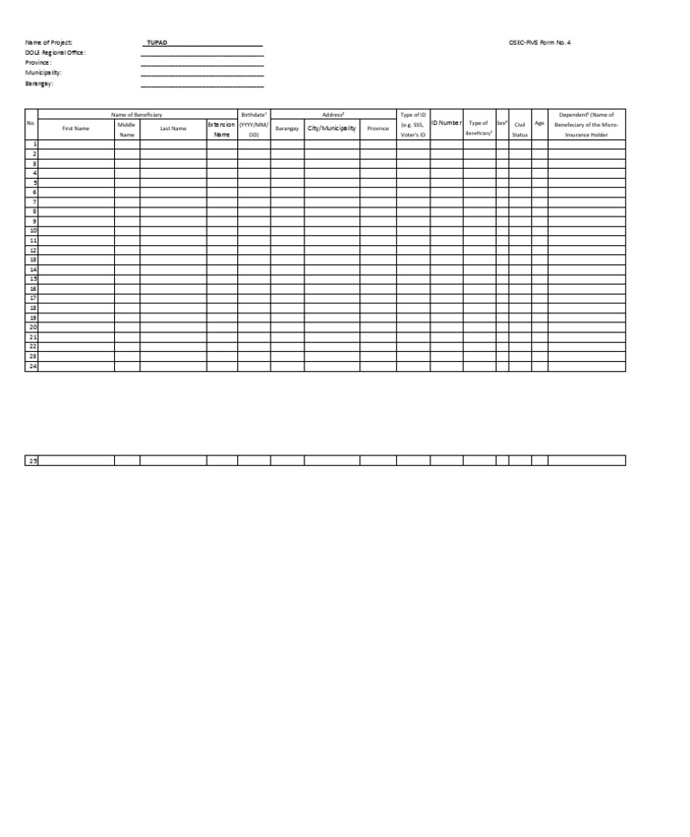 DOLE TUPAD Form | PDF