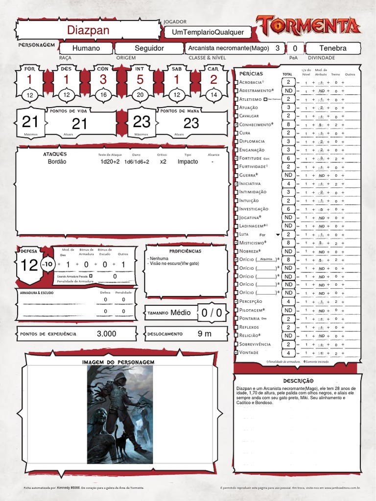 Ficha T20 Diazpan ND3 Corrigida | PDF | Necromancia