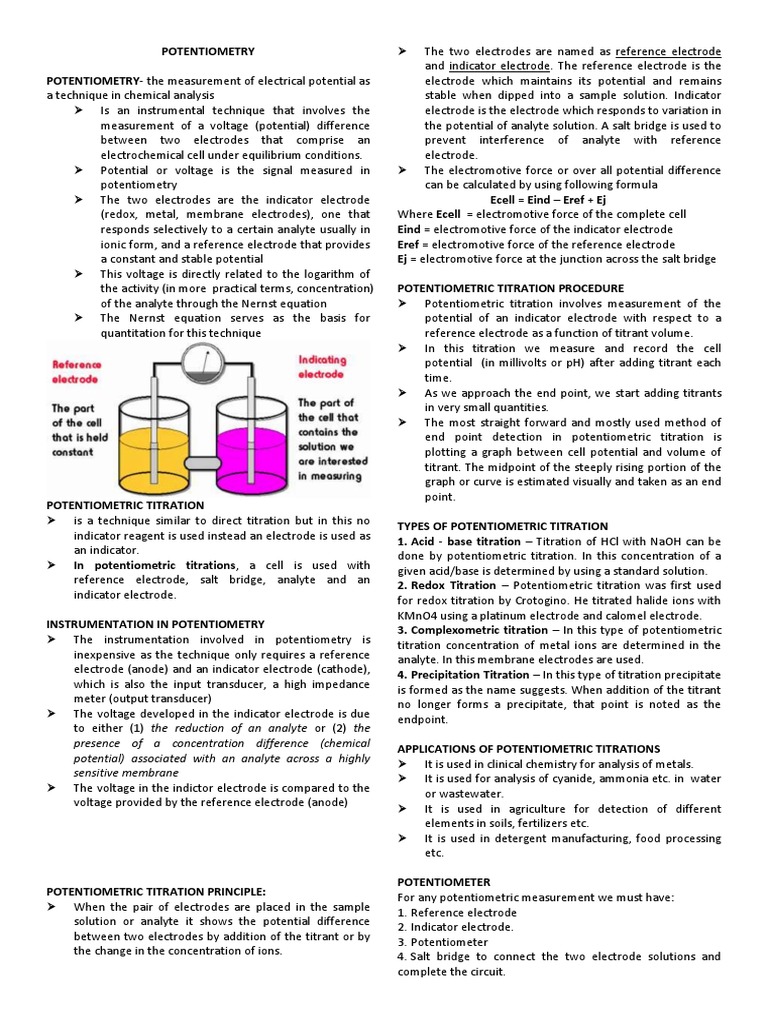 Potentiometry | PDF | Titration | Chemistry