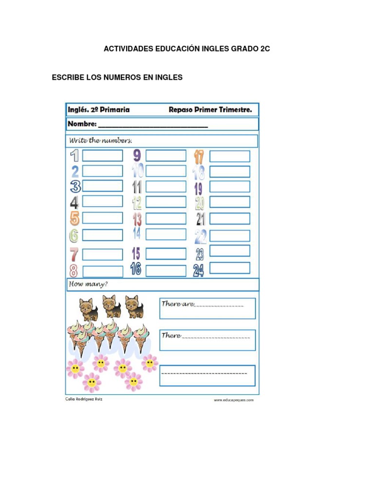 Actividades Ingles Grado 2C | PDF