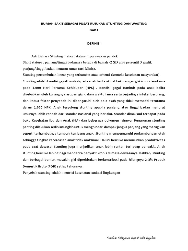 Rumah Sakit Sebagai Pusat Rujukan Stunting Dan Wasting | PDF