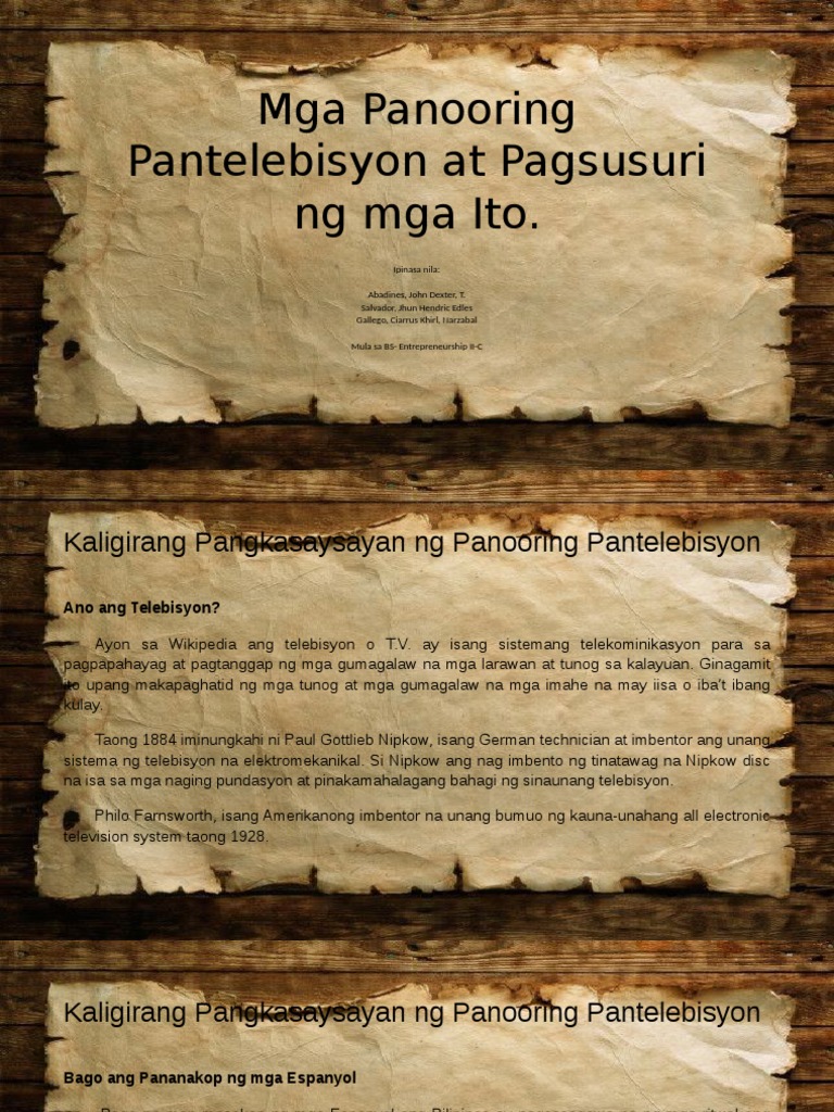 Unang Pangkat Mga Panooring Pantelebisyon at Pagsusuri NG Mga Ito | PDF