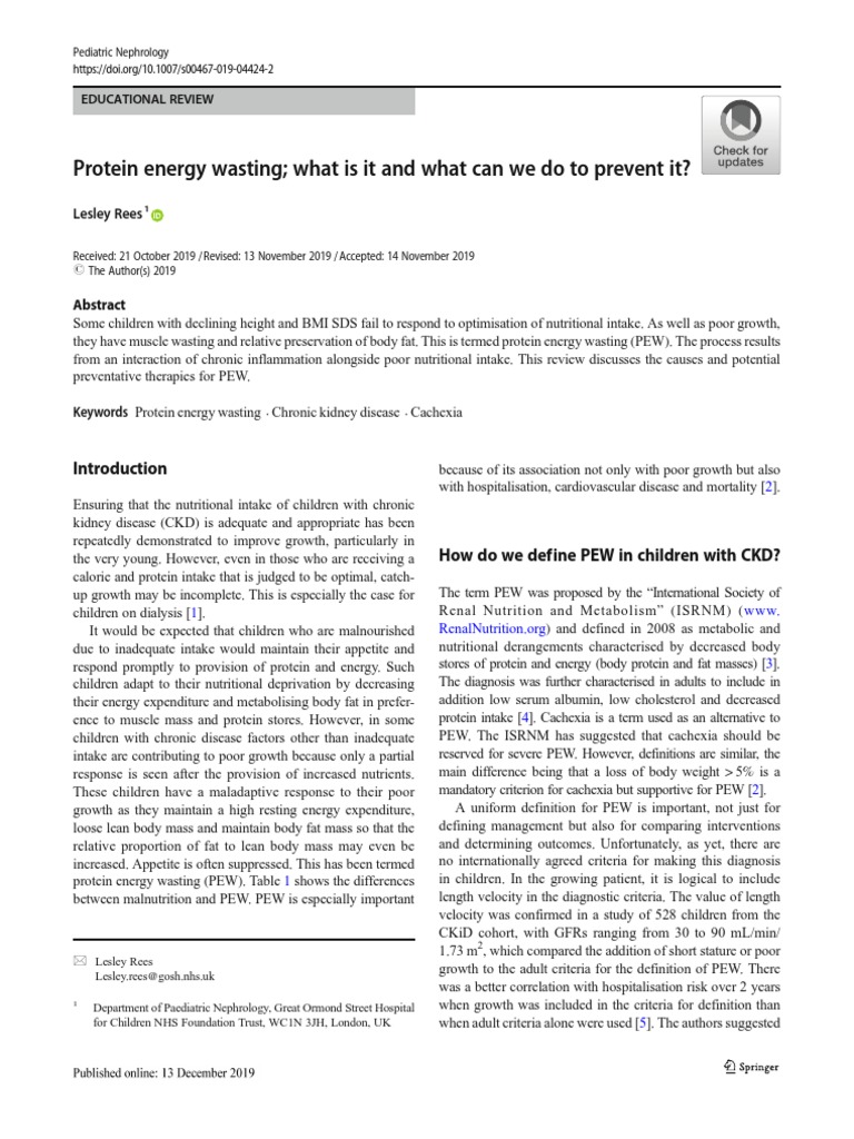 Protein Energy Wasting What Is It and What Can We Do To Prevent It ...
