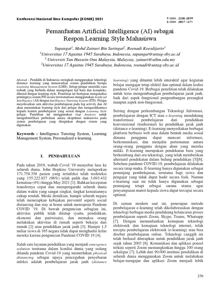 Pemanfaatan Artificial Intelligence (AI) Sebagai | PDF