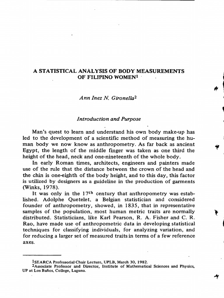 Statistical Analysis of Filipino Women's Body Measurements | PDF ...