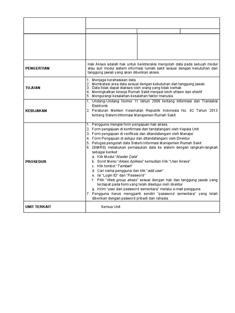 Contoh Pembuatan Hak Akses | PDF