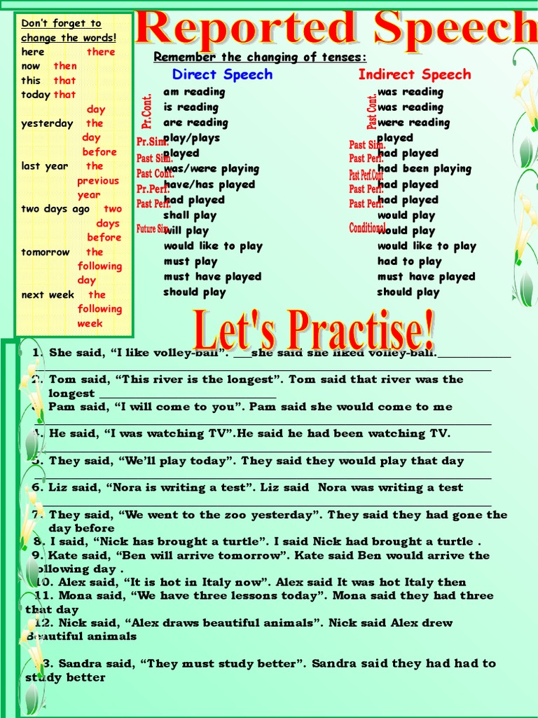 Mastering Reported Speech Tenses | PDF | Linguistics | Grammar
