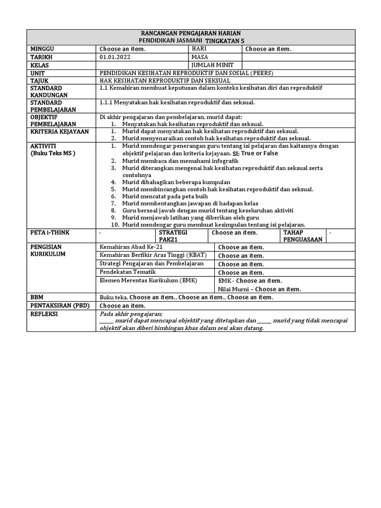 M4 Isnin 5 Inv Unit 1 Pendidikan Kesihatan Reproduktif Dan Sosial (Peers) | PDF