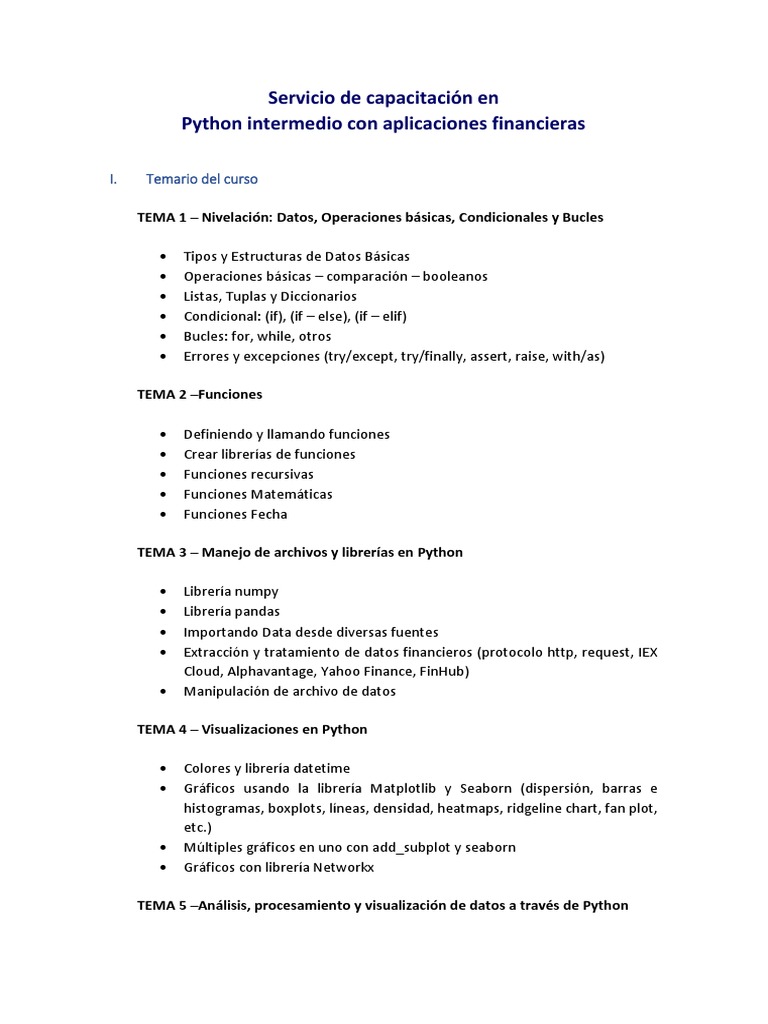 Temario Python Intermedio - BCRP | PDF | Informática