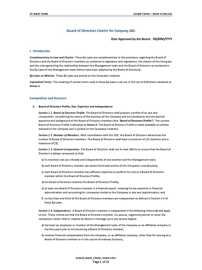 General Board Charter 022813 | PDF | Board Of Directors | Audit Committee