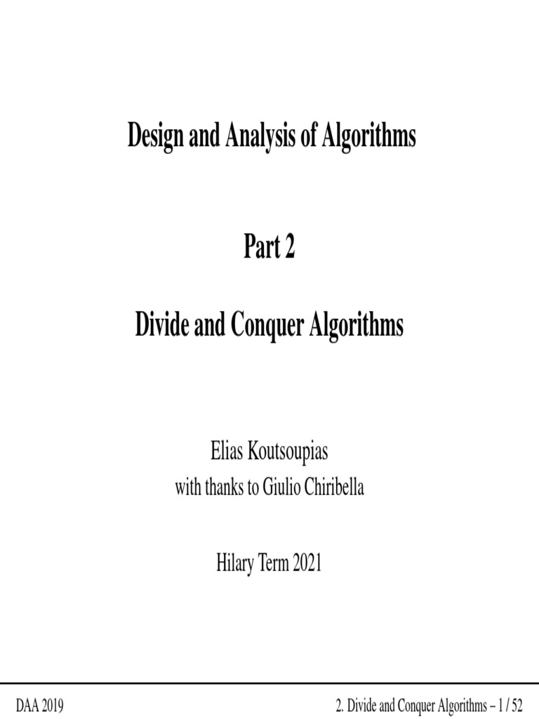 Divide and Conquer | Download Free PDF | Mathematics | Computational ...