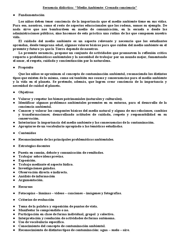 Secuencia Medio Ambiente – Secuencia Preservar El Planeta Explication ...