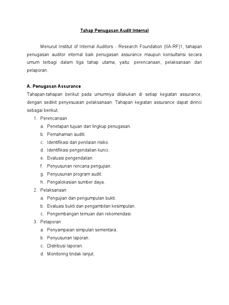 Tahap Penugasan Audit Internal | PDF Tahap Penugasan Audit Internal | PDF