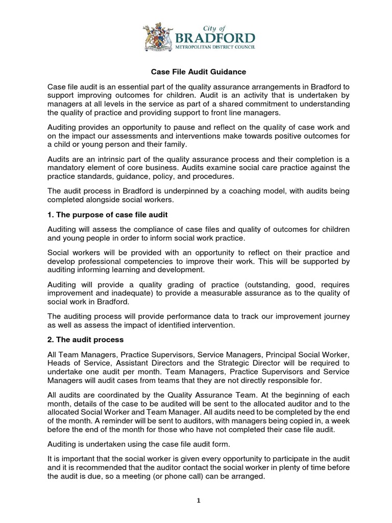 Case File Audit Guidance 0920 | PDF | Audit | Risk