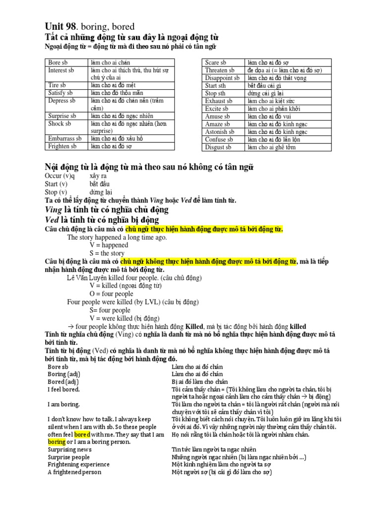 Unit 98-VING VÀ V3 LÀM TÍNH T | PDF