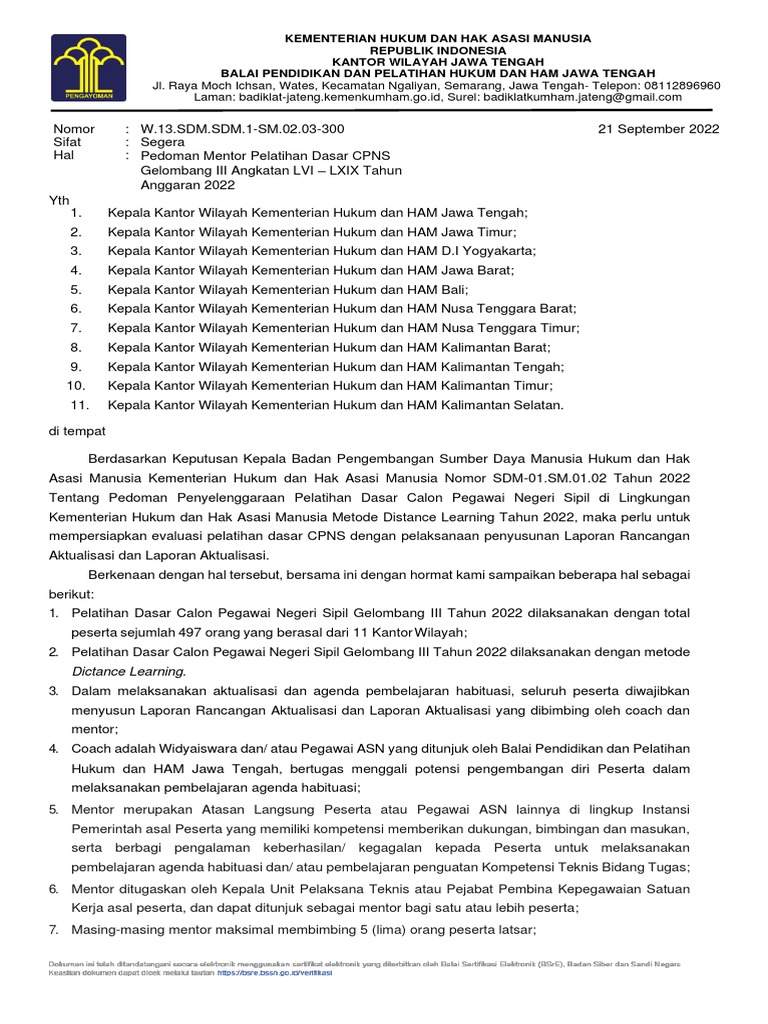 Pedoman Mentor Latsar CPNS Gelombang 3 | PDF