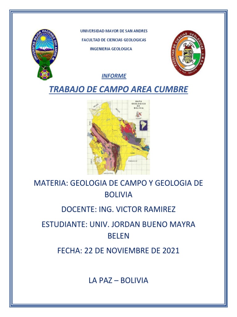 Jordan Mayra - Informe Cumbre | PDF | Roca clástica | Formación geológica