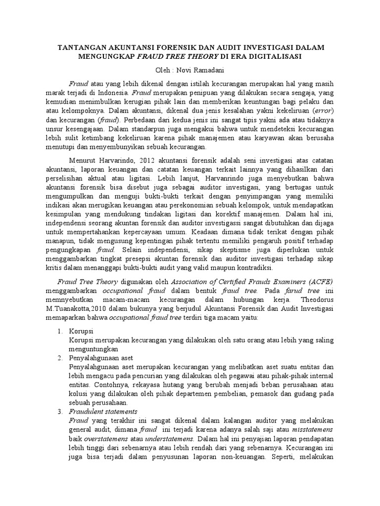 Tantangan Akuntansi Forensik Dan Audit Investigasi Dalam Mengungkap ...