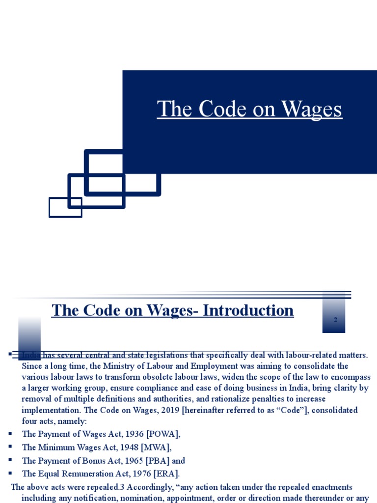 The Code On Wages | PDF | Cost Of Living | Employment