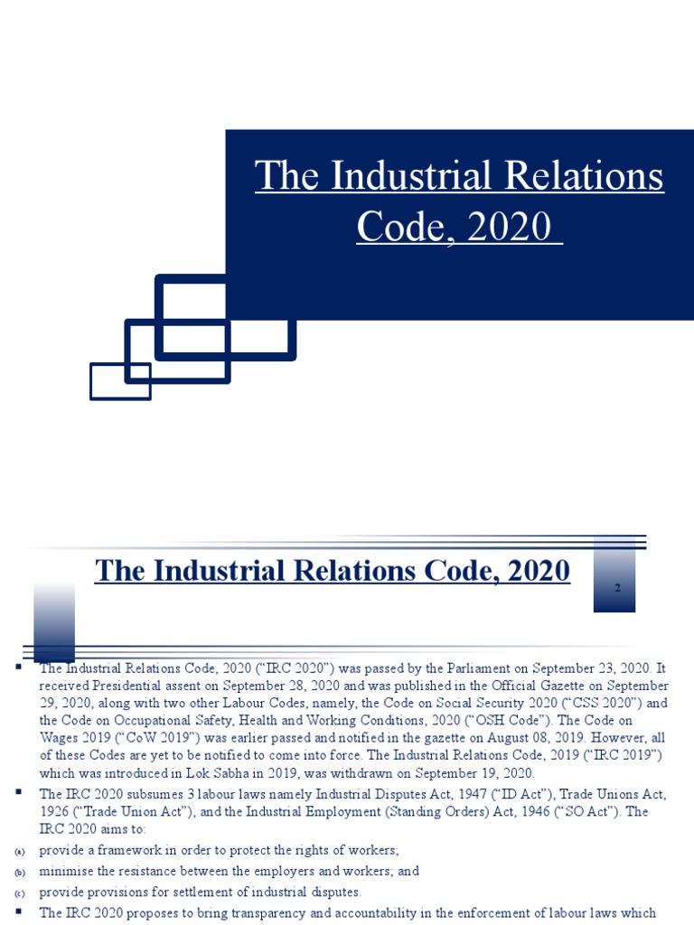 The Industrial Relations Code, 2020 | PDF | Employment | Strike Action