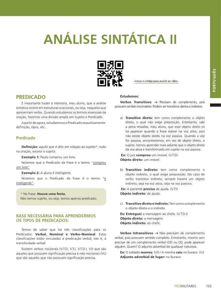 Analise Sintatica 2 | PDF | Assunto (gramática) | Predicado (gramática)